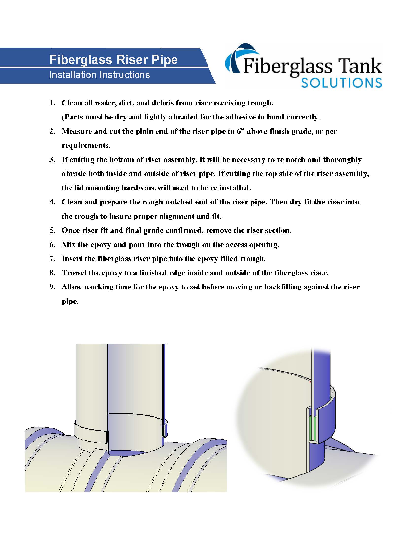 Fiberglass Riser Pipe Installation Instructions