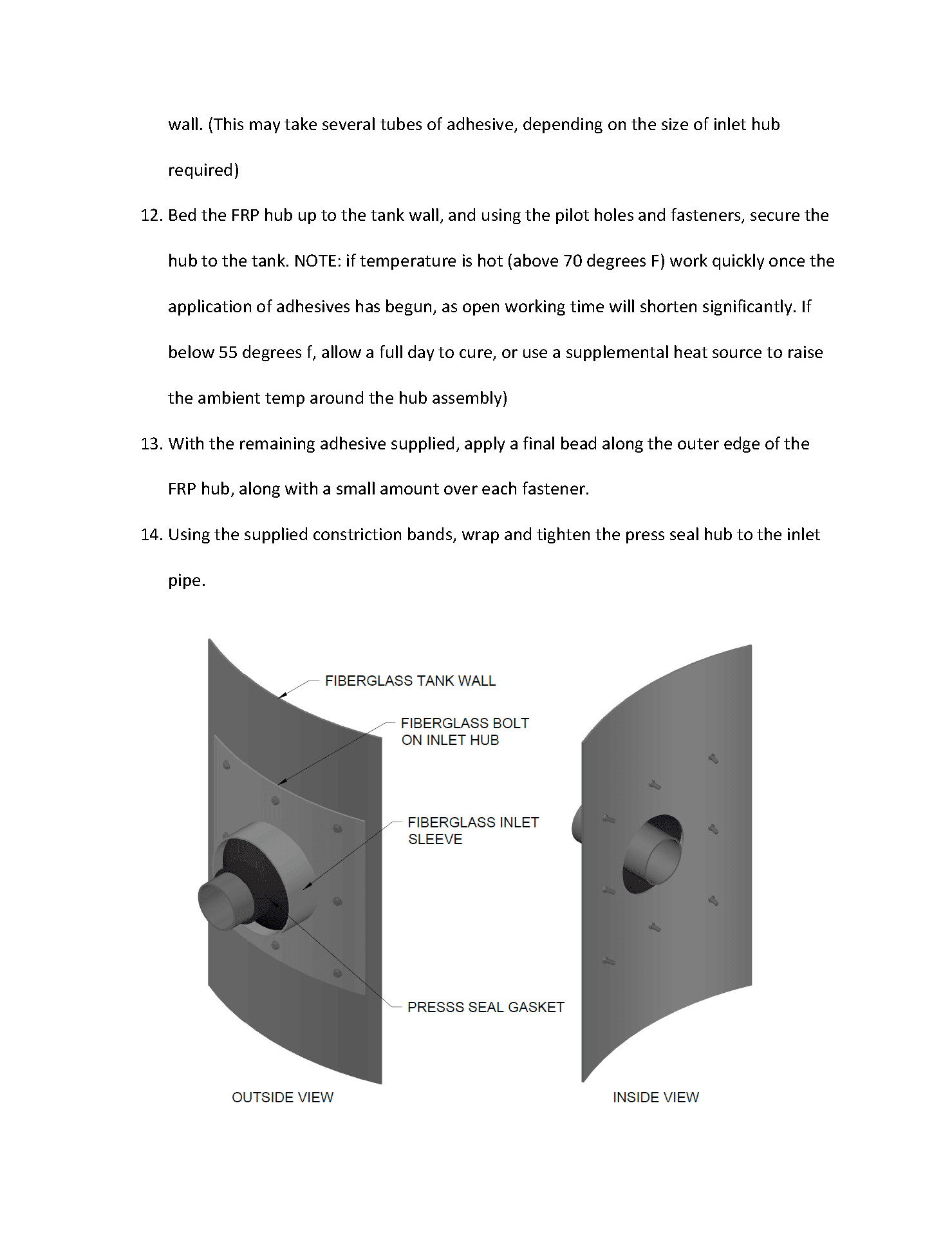 FRP Field Installed Inlet Hub - Fiberglass Tank Solutions
