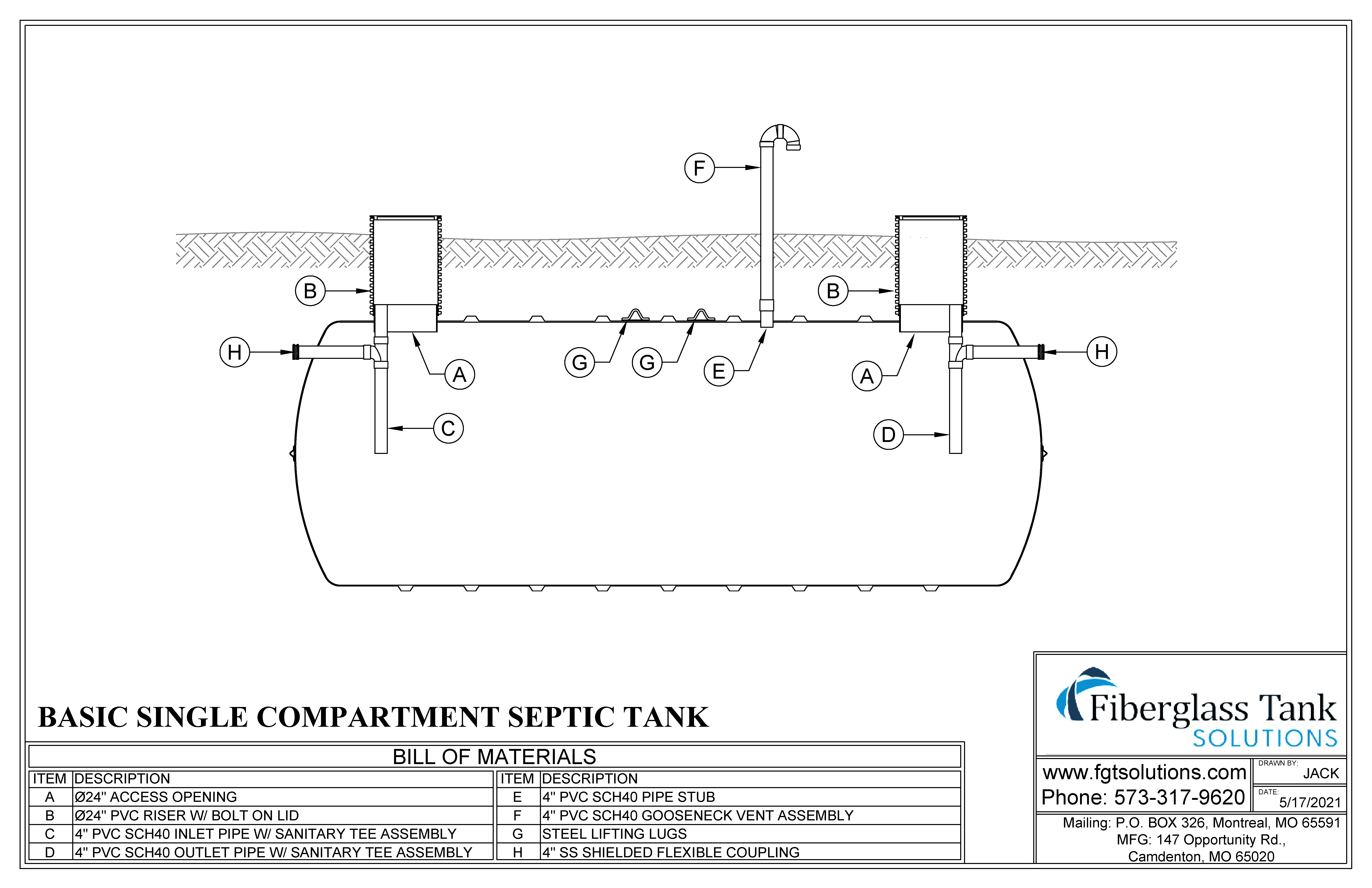 Single Compartment Septic - Fiberglass Tank Solutions