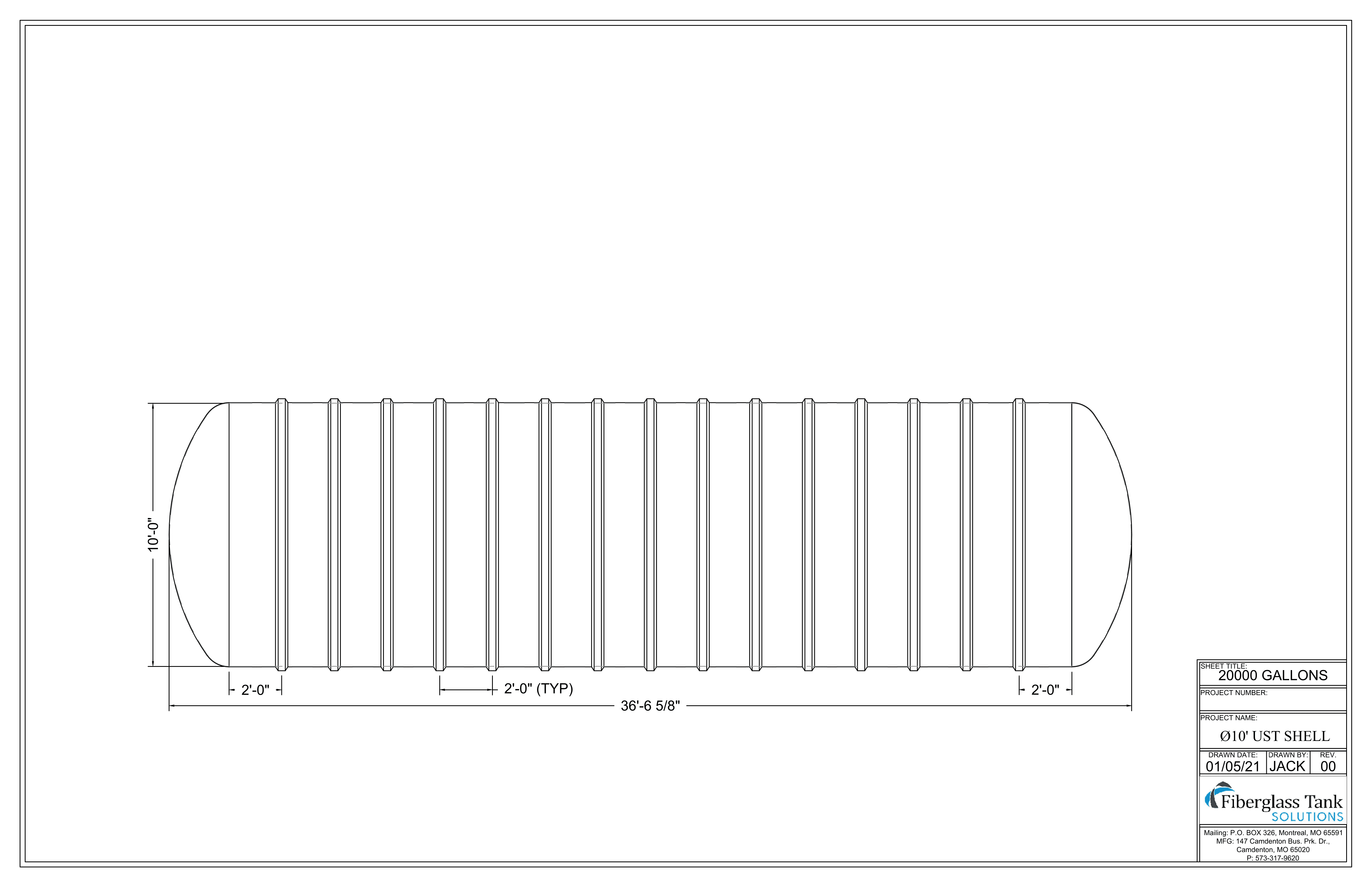 10ft x 20,000gal - Fiberglass Tank Solutions