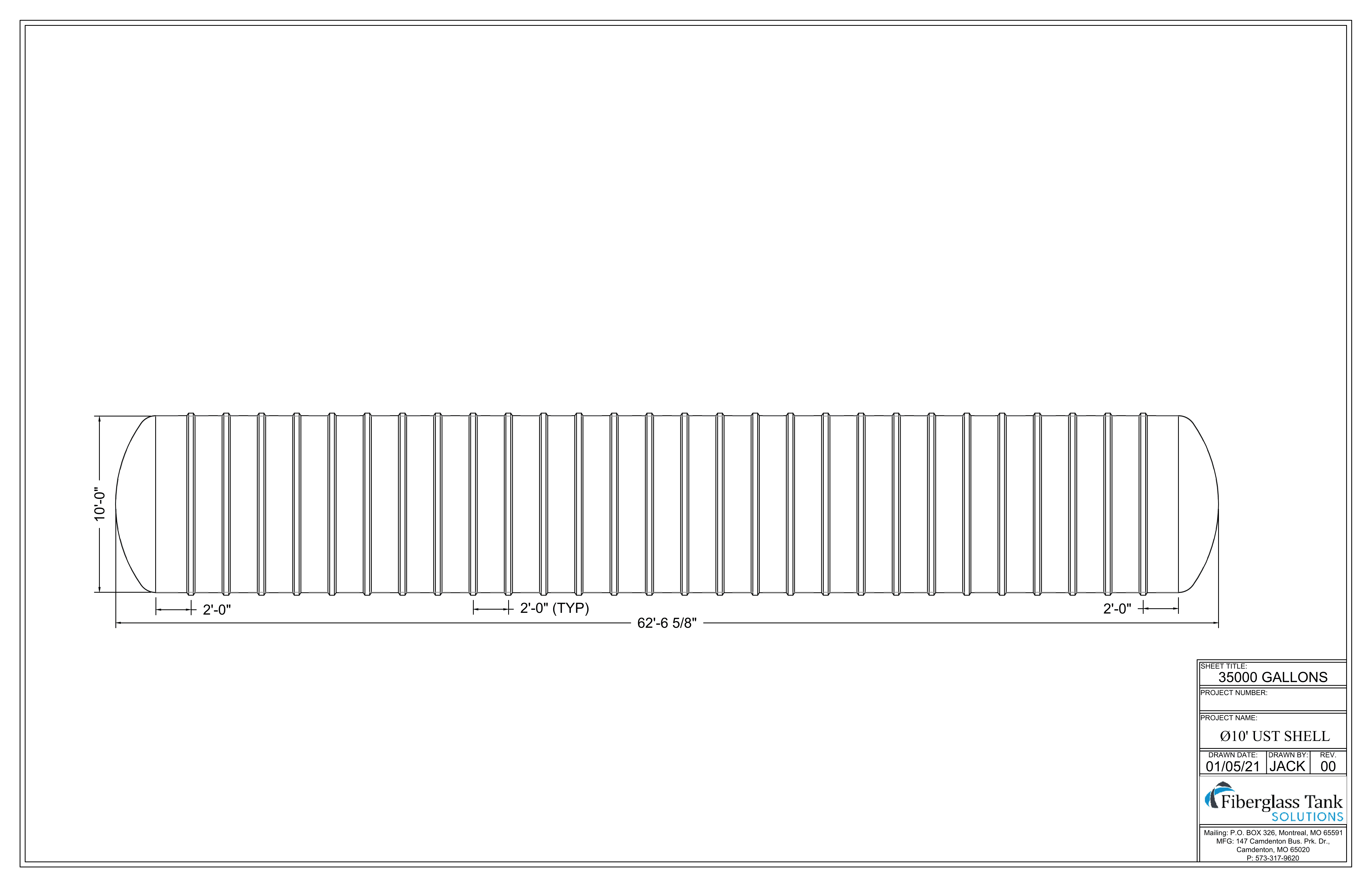 10ft x 35,000gal - Fiberglass Tank Solutions