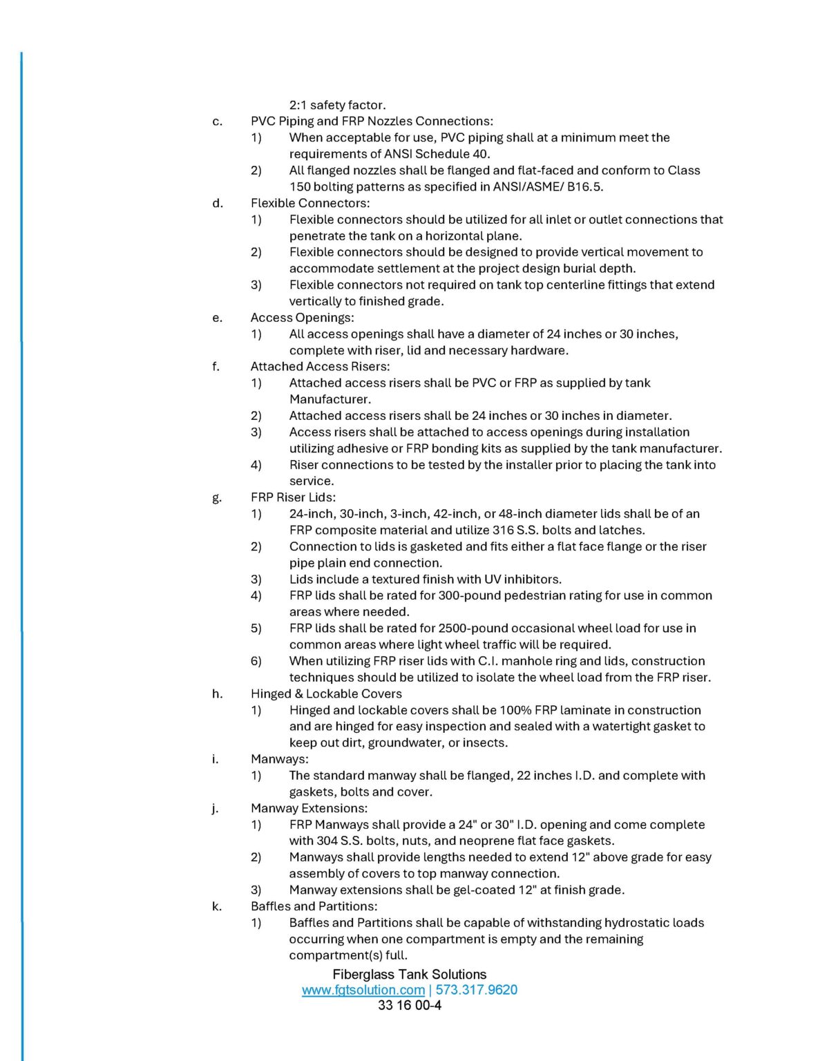 Grease Interceptor Specifications - Fiberglass Tank Solutions