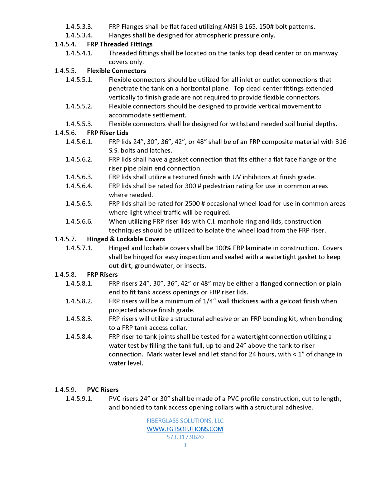 Grease Interceptor Specifications - Fiberglass Tank Solutions