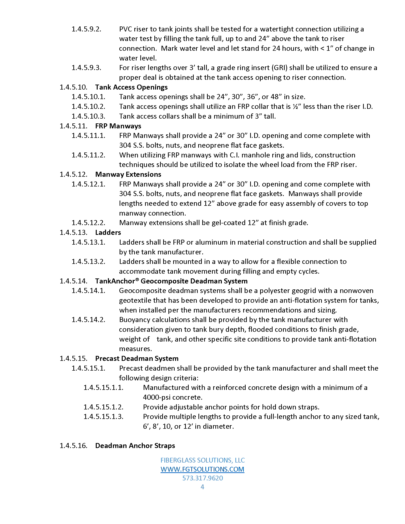 Grease Interceptor Specifications - Fiberglass Tank Solutions