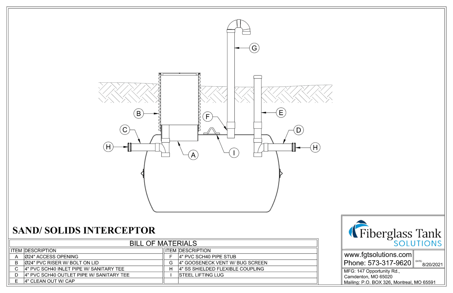 Sand & Solids Interceptor - Typical Application Drawing - Fiberglass ...
