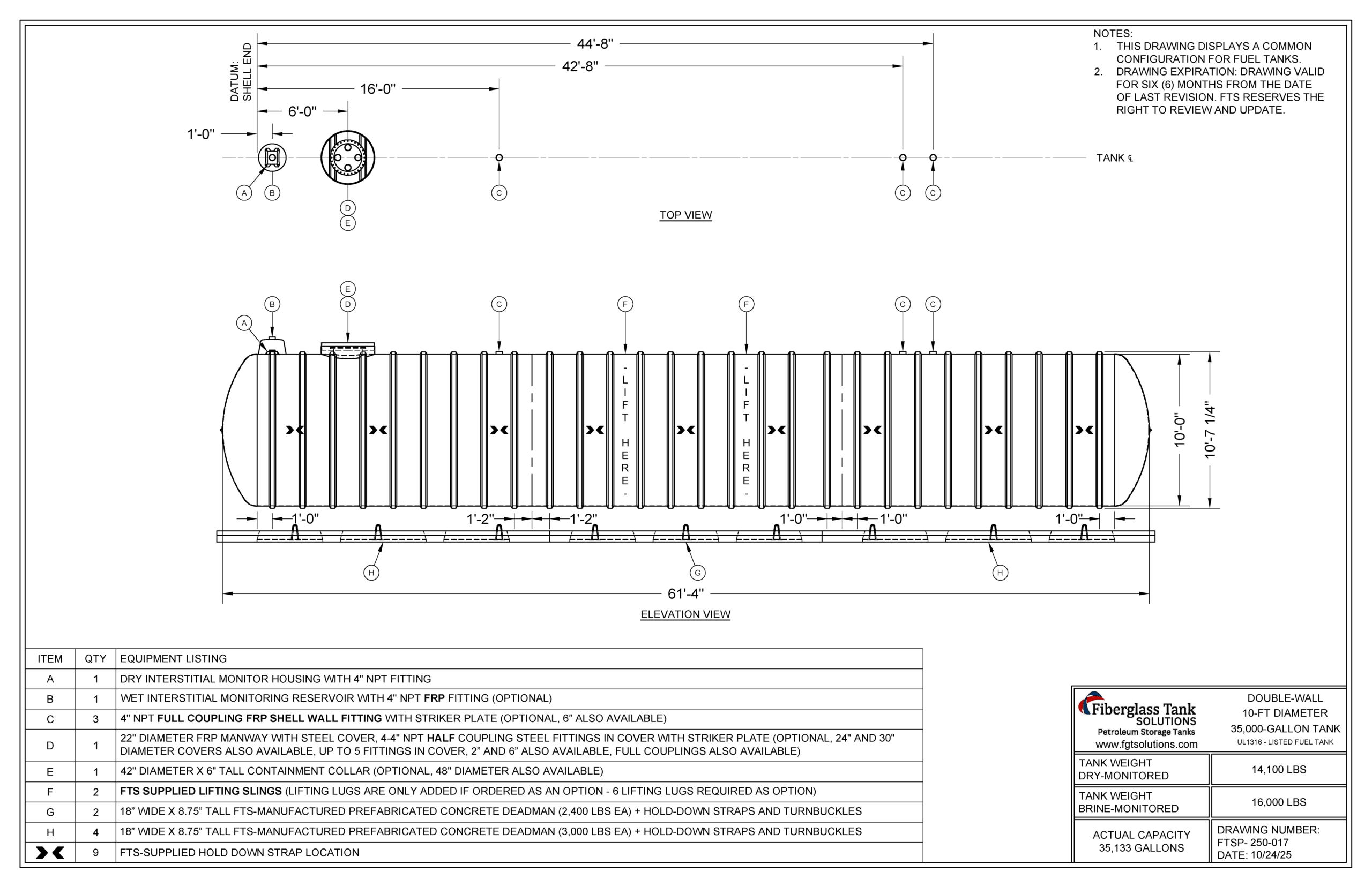 10ft x 35,000-Gallon Petroleum Storage Tank - Fiberglass Tank Solutions