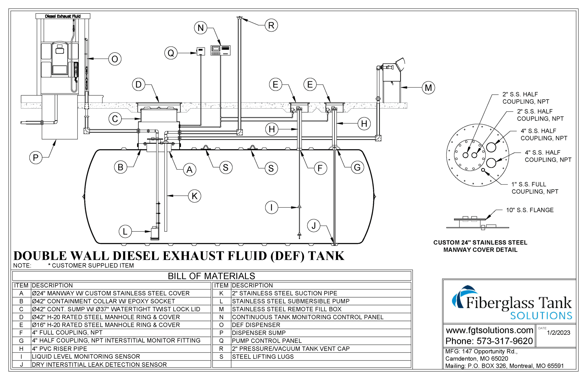 Diesel Exhaust Fluid (DEF) Tank - Application Drawing - Fiberglass Tank ...